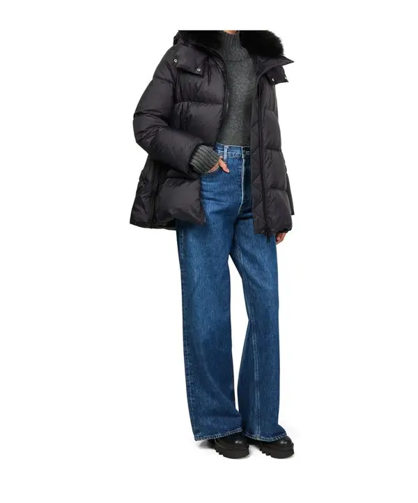 YVES SALOMON Hooded Puffer Jacket With Fox Fur Collar