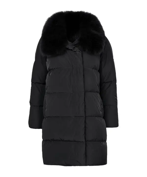 YVES SALOMON Fur Collar Down Jacket - Black