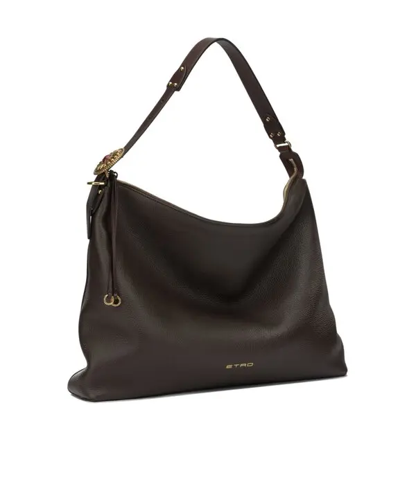 Etro Logo-lettering Grained-leather Shoulder Bag
