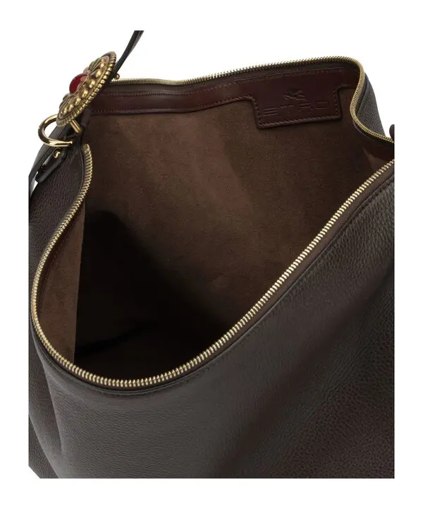 Etro Logo-lettering Grained-leather Shoulder Bag
