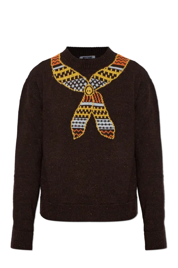 Moschino Sweater With A Colorful Pattern - Brown