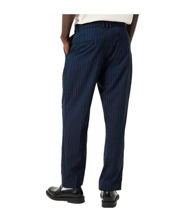Balmain Navy Pinstripe Pleated Tailored Trousers