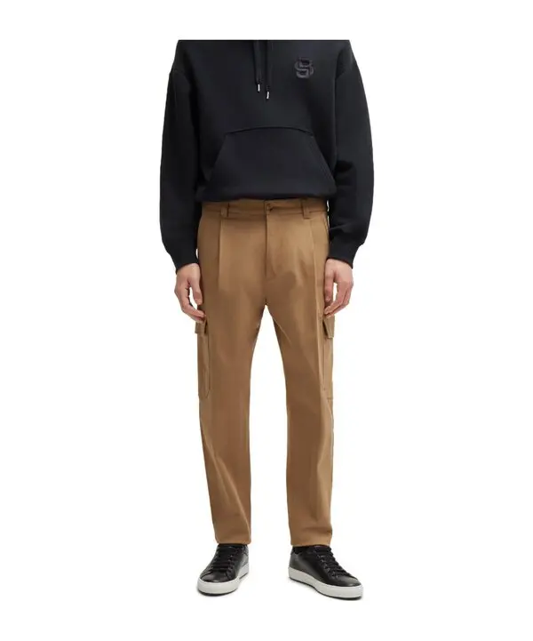 Hugo Boss Khaki Pleated Cargo Trousers