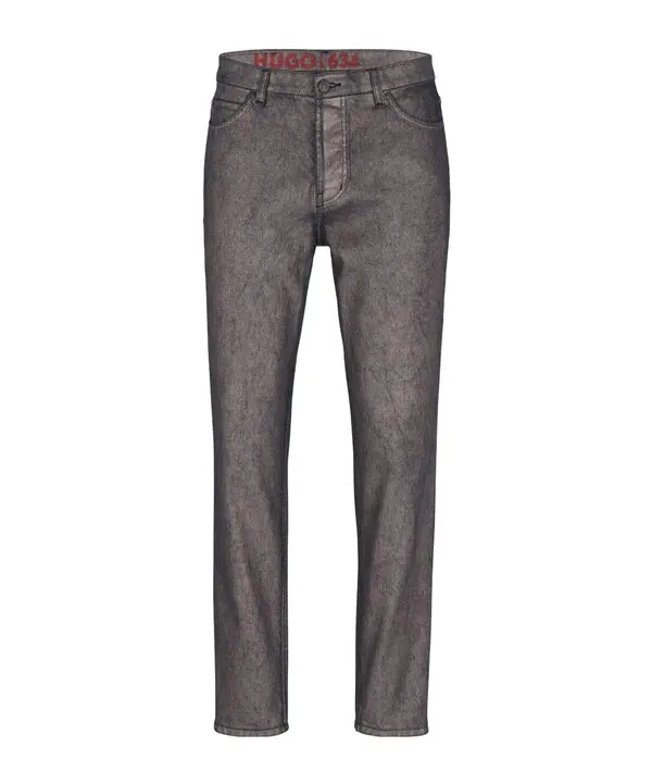 Hugo Boss Solid Color Tapered Fit Slim Jeans - Black