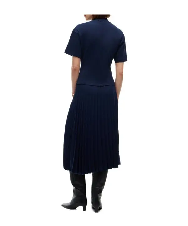 Tommy Hilfiger Two-piece Set: High-neck Top With Shoulder Buttons And Pleated Midi Skirt