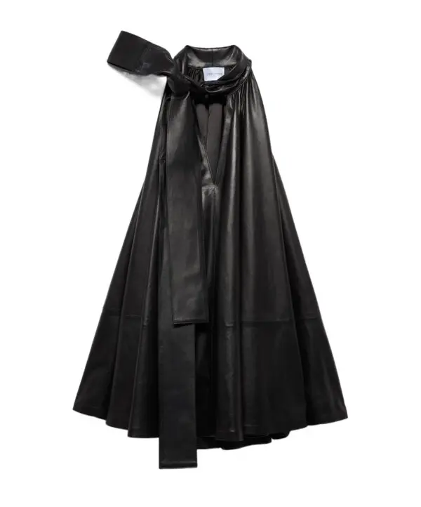 7 For All Mankind Faux Leather Ruffle Dress - Black