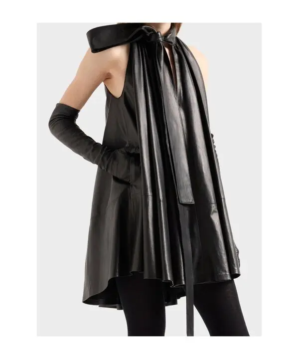 7 For All Mankind Faux Leather Ruffle Dress
