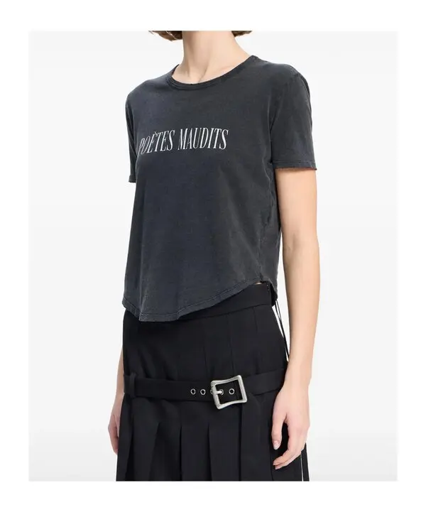 ANN DEMEULEMEESTER Micro Curved Hem T-shirt With Slogan Print