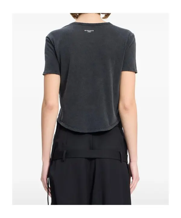 ANN DEMEULEMEESTER Micro Curved Hem T-shirt With Slogan Print