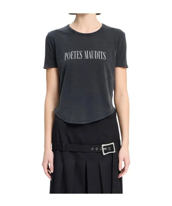 ANN DEMEULEMEESTER Micro Curved Hem T-shirt With Slogan Print