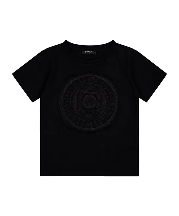 Balmain Crewneck Short Sleeve T-shirt With Appliqu - No