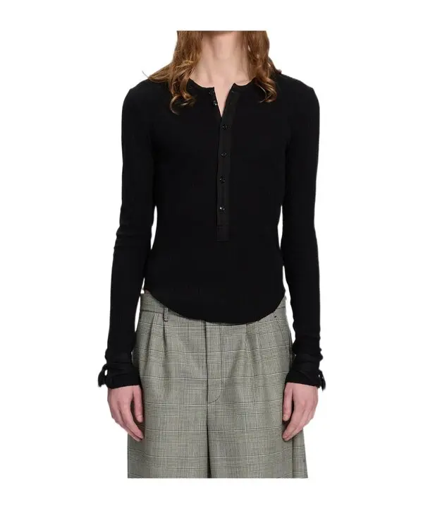 ANN DEMEULEMEESTER Pointelle-knit T-shirt - Black