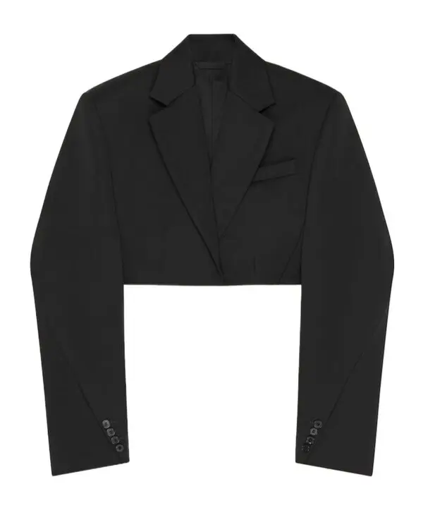 Givenchy Cropped Cocoon Jacket In Wool - Black