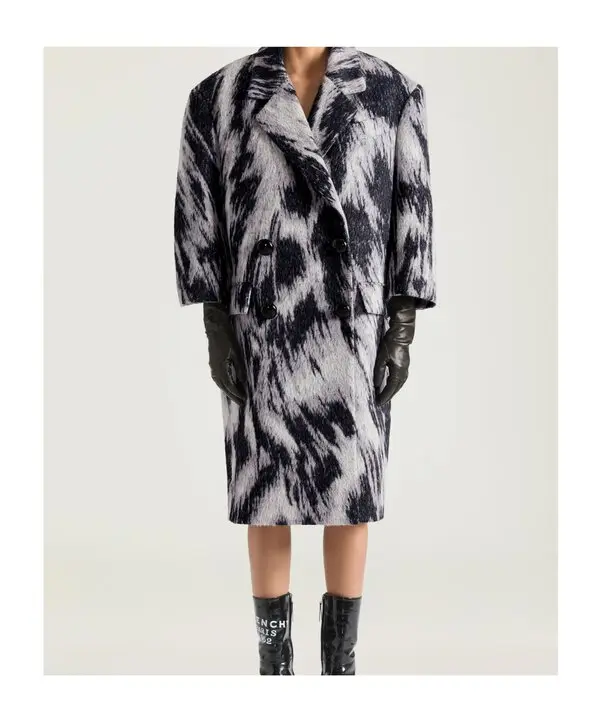 Givenchy Coat In Wool Jacquard With Animal Print