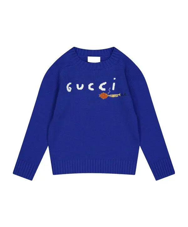Gucci Crew Neck Knitted Top - Blue