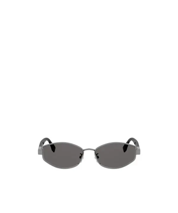 Fendi Baguette Silver Geometric Sunglasses - Grey / Black