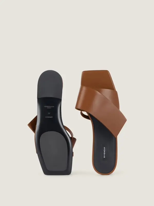 Givenchy Sliced Square Flat Sandals In Leather