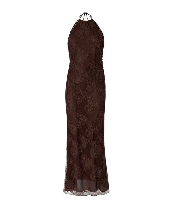 Pinko Lace-overlay Halterneck Maxi Dress