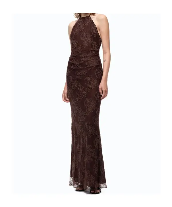 Pinko Lace-overlay Halterneck Maxi Dress