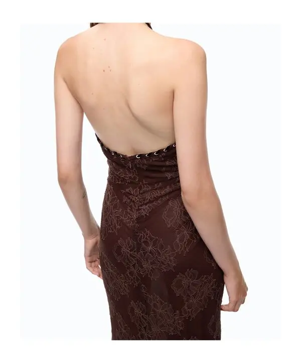 Pinko Lace-overlay Halterneck Maxi Dress