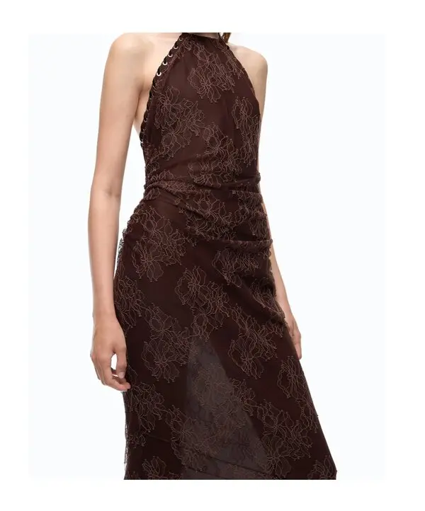 Pinko Lace-overlay Halterneck Maxi Dress