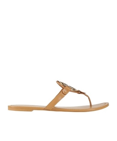 Tory Burch Embellished Leather Flip-flops - Nude