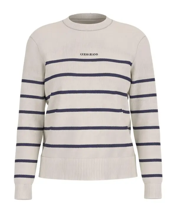 Guess Crewneck Longsleeve Knit Sweater - White
