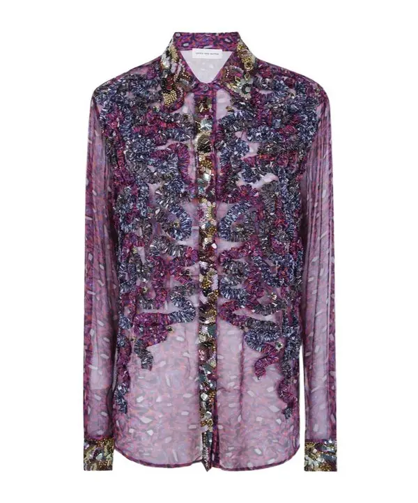 Dries Van Noten Embellished Sequin Shirt - Pink
