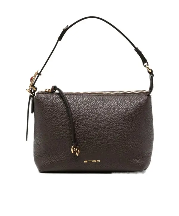 Etro Grainy Leather Shoulder Bag - Dark Brown