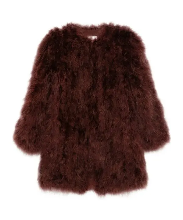 YVES SALOMON Feather Embellished Jacket - Burgundy