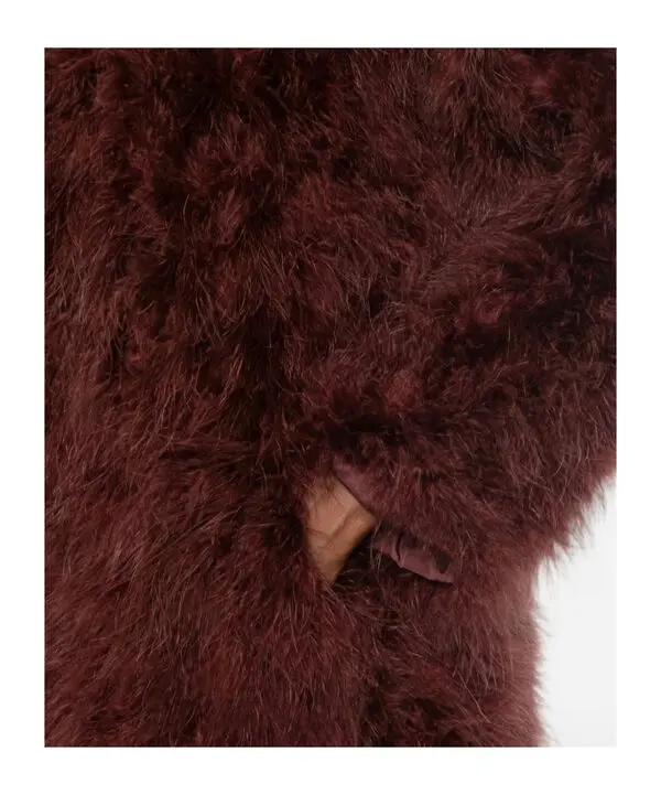 YVES SALOMON Feather Embellished Jacket - Burgundy