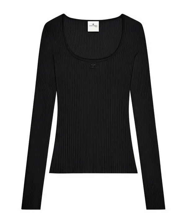 COURREGES Heritage Rib Knit Top - Black