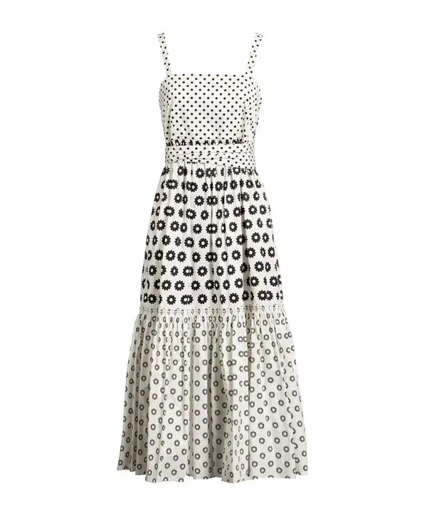 Tory Burch Sleeveless Floral Print Midi Dress - White