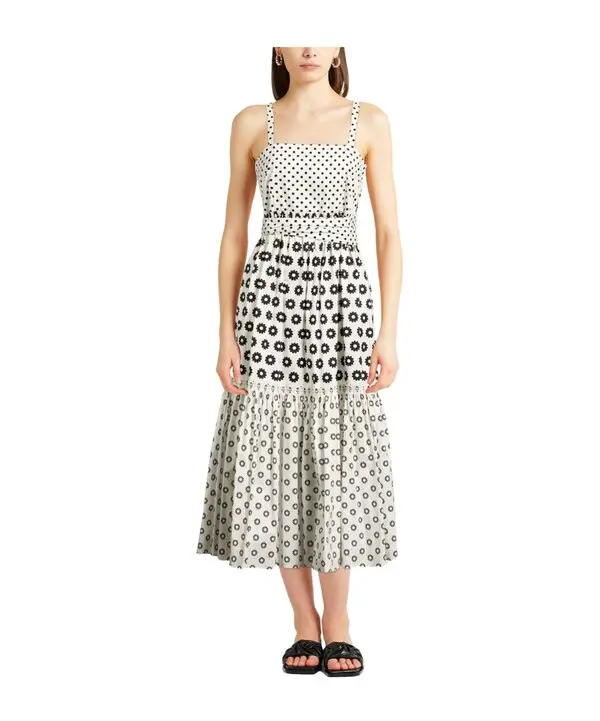 Tory Burch Sleeveless Floral Print Midi Dress