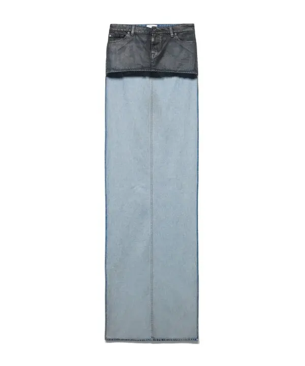 7 For All Mankind Contrastpanel Denim Maxi Skirt - Grey