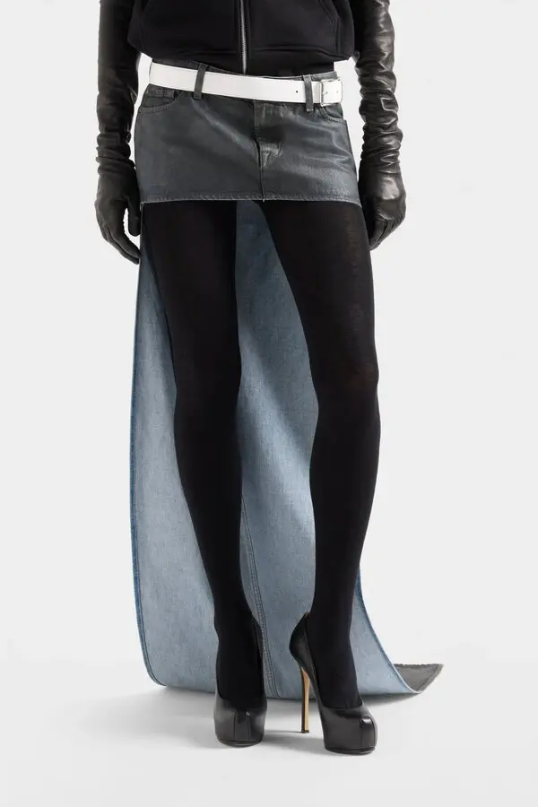 7 For All Mankind Contrastpanel Denim Maxi Skirt