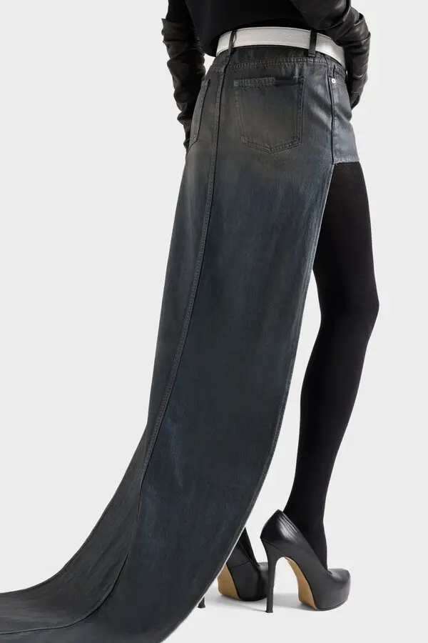7 For All Mankind Contrastpanel Denim Maxi Skirt