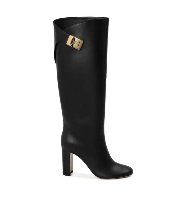 FERRAGAMO Leather Kneehigh Boot - Black