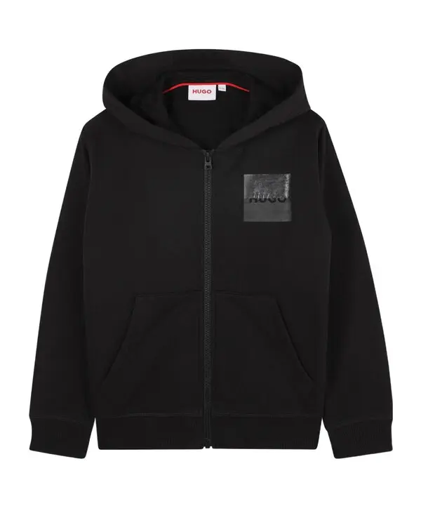 Hugo Boss Zipper Hooded Sweatshirt With Logo Detail - Black