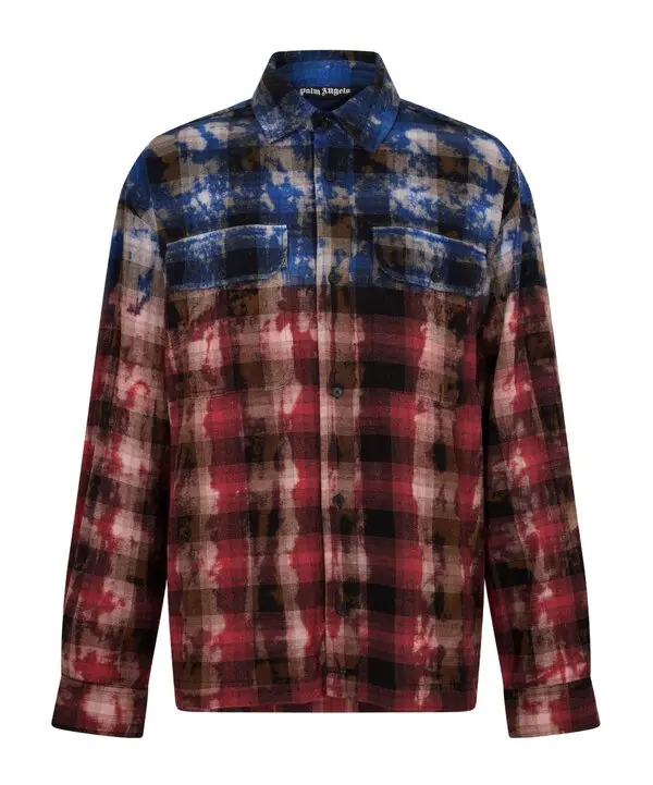 Palm Angels Long Sleeve Plaid Shirt - Black