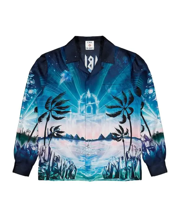Casablanca Long-sleeved Satin Shirt - Blue
