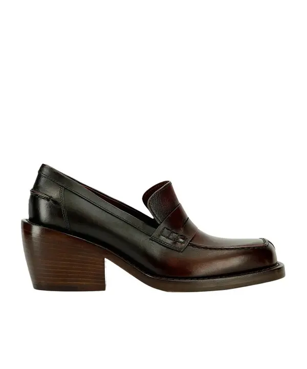 Dries Van Noten Heeled Leather Loafers - Tan
