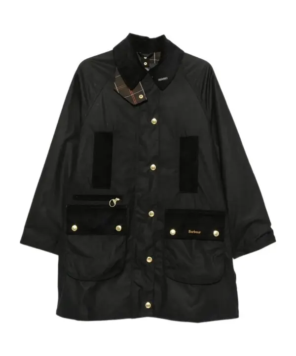 Barbour Corduroytrimmed Waxed Field Jacket - Black