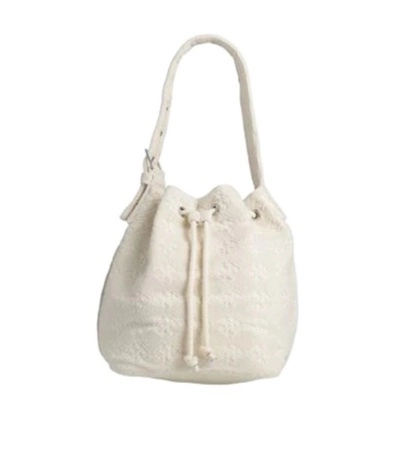 Tory Burch Terry Cloth Bucket Bag - White