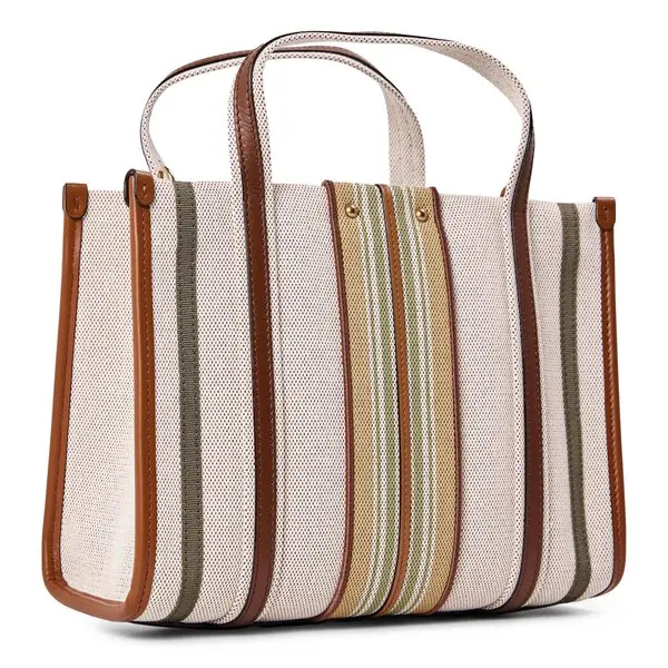 Chloé Canvas Tote Bag With Leather Trim And Embroidered Logo