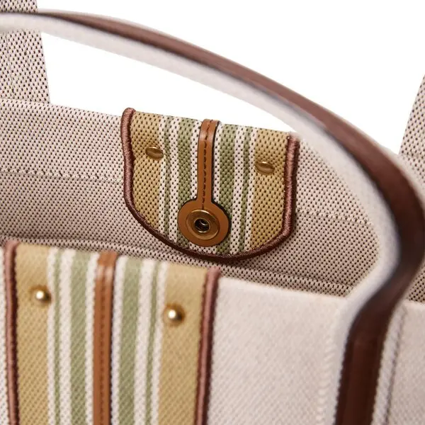 Chloé Canvas Tote Bag With Leather Trim And Embroidered Logo
