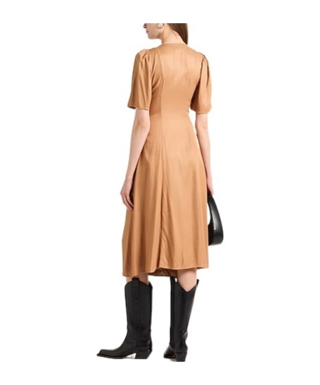 GANNI Midi Dress With V-neck And Short Sleeves