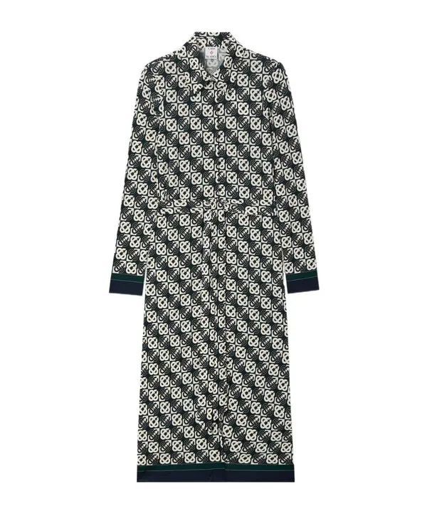Casablanca Monogram-print Long-sleeve Midi Dress