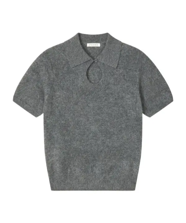 BY MALENE BIRGER Polo Collar Short-sleeved Knit Sweater - Grey