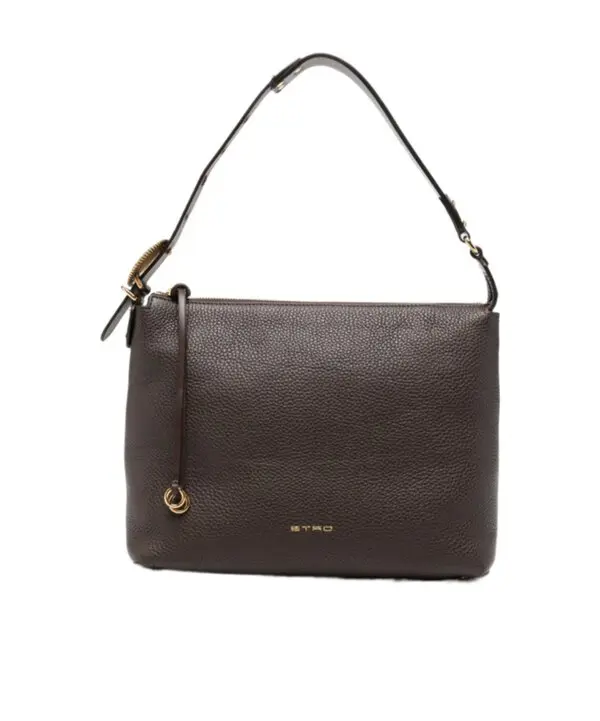 Etro Pebbled Leather Shoulder Bag - Dark Brown